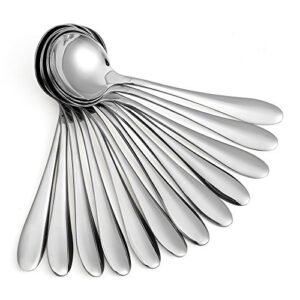 eslite large soup spoons/stainless steel bouillion spoons,12-piece,7.7 inches