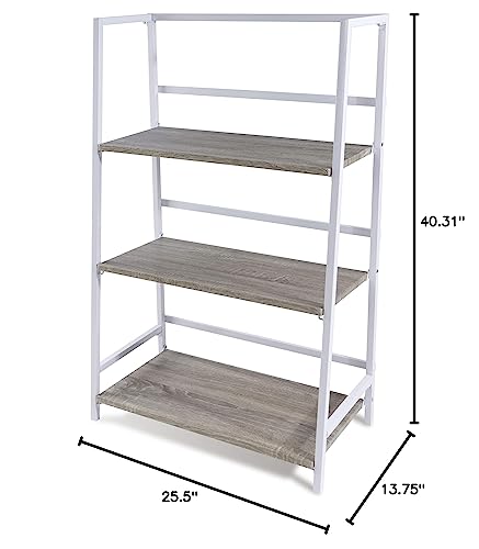 Atlantic 3 Tier Folding Shelf - Sturdy Tubular Design, Folds for Easy Storage PN3845036 in White