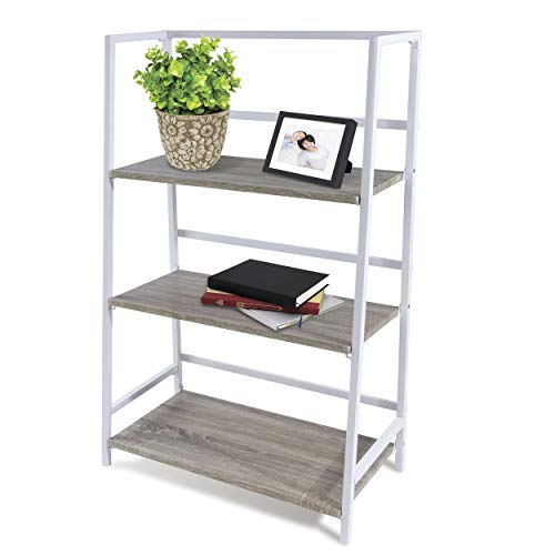 Atlantic 3 Tier Folding Shelf - Sturdy Tubular Design, Folds for Easy Storage PN3845036 in White