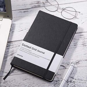 Lemome Dotted Bullet Notebook with Pen Loop - Elegant Black Leather Notebook with Premium Thick Paper (A5) Best Gift for You