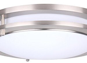 LIT-PaTH LED Flush Mount Ceiling Lighting Fixture, Dimmable, 10 Inch, 14W Replace 100W, 994 Lumen, Satin Nickel Finish, ETL Qualified, 5000K