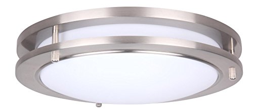 LIT-PaTH LED Flush Mount Ceiling Lighting Fixture, Dimmable, 10 Inch, 14W Replace 100W, 994 Lumen, Satin Nickel Finish, ETL Qualified, 5000K