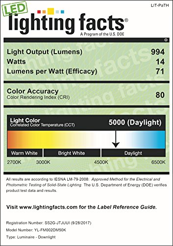 LIT-PaTH LED Flush Mount Ceiling Lighting Fixture, Dimmable, 10 Inch, 14W Replace 100W, 994 Lumen, Satin Nickel Finish, ETL Qualified, 5000K