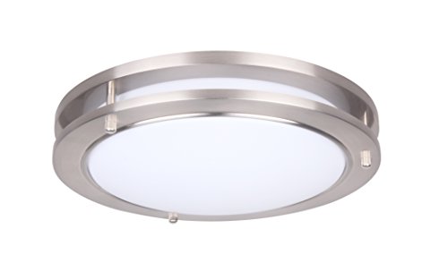 LIT-PaTH LED Flush Mount Ceiling Lighting Fixture, Dimmable, 10 Inch, 14W Replace 100W, 994 Lumen, Satin Nickel Finish, ETL Qualified, 5000K