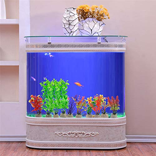 WAF Aquarium Fish Tank Green Plastic Artificial Plants 10.6 inch High Set of 3Pcs