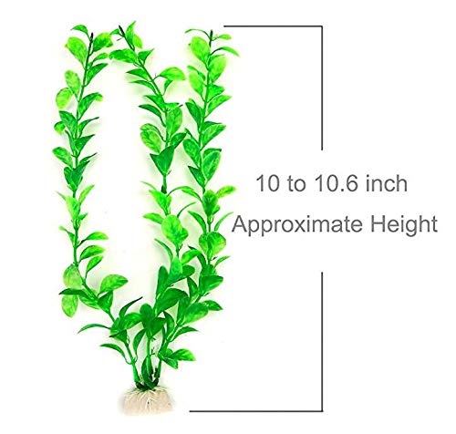 WAF Aquarium Fish Tank Green Plastic Artificial Plants 10.6 inch High Set of 3Pcs