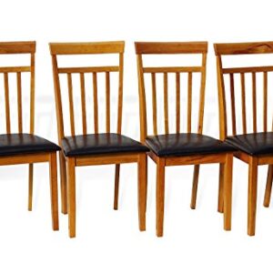 Set of 4 Dining Kitchen Side Chairs Warm Solid Wooden in Maple Finish Padded Seat