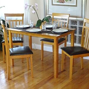 Set of 4 Dining Kitchen Side Chairs Warm Solid Wooden in Maple Finish Padded Seat