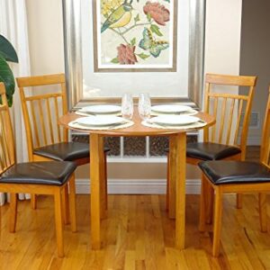 Set of 4 Dining Kitchen Side Chairs Warm Solid Wooden in Maple Finish Padded Seat