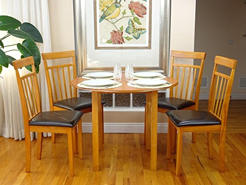 Set of 4 Dining Kitchen Side Chairs Warm Solid Wooden in Maple Finish Padded Seat