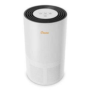 crane air purifier with true hepa filter, germicidal uv light, 300 sq feet coverage, timer function, sleep mode, washable particle filter, ee-5068