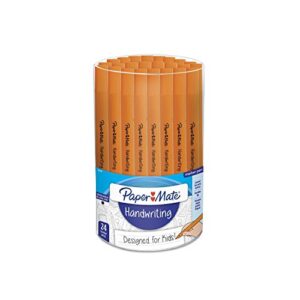 paper mate handwriting triangular pens, washable black ink, orange barrels, 24 count (2021788)