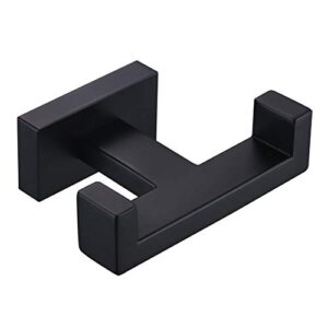 angle simple double towel hook matte black, stainless steel bathroom towel holder, coat robe hook wall mount