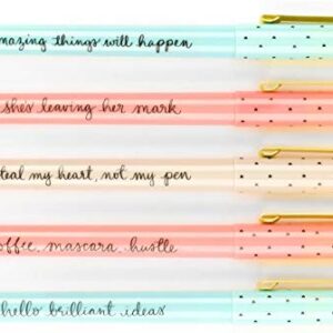 Eccolo Dayna Lee Collection Anything is Possible - Fine Tip Black Ink Ballpoint Pens (Set of 5), Inspiring Quotes, Gift Boxed