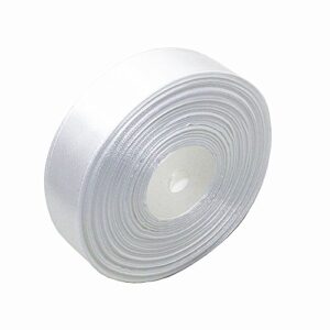 swtool 1" solid satin ribbon 50 yards roll for wedding details, sewing projects, gift wrapping, invitation embellishments and crafting projects etc (white)