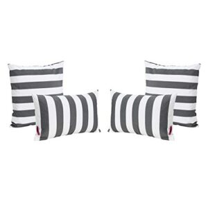 christopher knight home coronado outdoor water resistant square and rectangular throw pillows, 4-pcs set, black / white