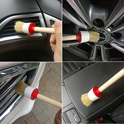 Nurkul 11 Pieces Auto Detailing Brush Set for Cleaning Interior, Exterior, Leather, Including 6 pcs Car Detailing Brushes, 3 pcs Wire Brush and 2 pcs Automotive Air Conditioner Brush