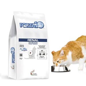 forza10 active kidney renal diet dry cat food for adult cats, kidney care cat food for heart and kidney problems, wild caught anchovy flavor, 4 pound bag