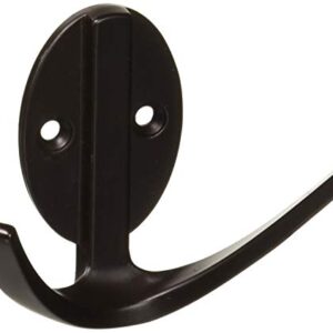 National Hardware Stanley N807-004, 3 in L, Zinc Die Cast, Oil Rubbed Bronze Hook Robe Double 3IN