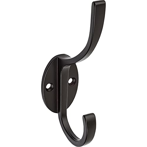 NATIONAL HARDWARE N806-820 N806820 Modern Coat and Hat Hook, Door/Wall Mounting, 2-1/2 in Projection, 1-1/2 in W HK C/H OB 5-1/2, Black