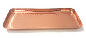 alchemade 100% pure copper tray with raised edges - rectangular metal serving tray, platter for parties, events, or everyday use in the kitchen or as home decor