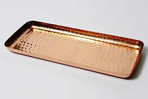 Alchemade 100% Pure Copper Tray With Raised Edges - Rectangular Metal Serving Tray, Platter For Parties, Events, Or Everyday Use In The Kitchen Or As Home Decor