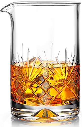 Mofado Weighted Crystal Cocktail Mixing Glass - 18oz 550ml - Thick, Stable, Heavy Hand Blown Crystal - Premium Seamless Design - Professional Quality