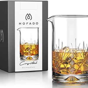 Mofado Weighted Crystal Cocktail Mixing Glass - 18oz 550ml - Thick, Stable, Heavy Hand Blown Crystal - Premium Seamless Design - Professional Quality