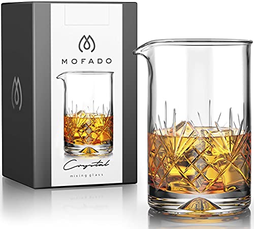 Mofado Weighted Crystal Cocktail Mixing Glass - 18oz 550ml - Thick, Stable, Heavy Hand Blown Crystal - Premium Seamless Design - Professional Quality