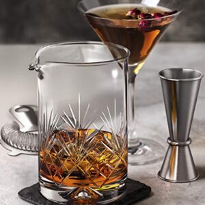 Mofado Weighted Crystal Cocktail Mixing Glass - 18oz 550ml - Thick, Stable, Heavy Hand Blown Crystal - Premium Seamless Design - Professional Quality