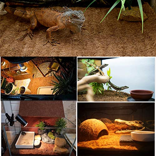 Hamiledyi Reptile Carpet Natural Coconut Fiber Tortoise Carpet Mat for Pet Terrarium Liner Reptile Supplies for Lizard Snake Chamelon Turtle Bedding Bunny Rabbit Mat (2*Sheets)