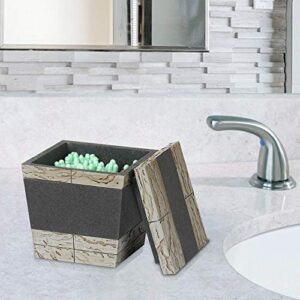 nu steel Rustic Bathroom Q-tip Holder & Jar in Real Cement and Stone for Bathrooms & Vanity Spaces