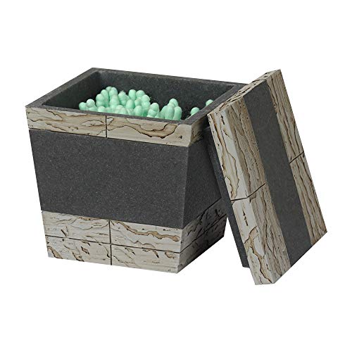 nu steel Rustic Bathroom Q-tip Holder & Jar in Real Cement and Stone for Bathrooms & Vanity Spaces