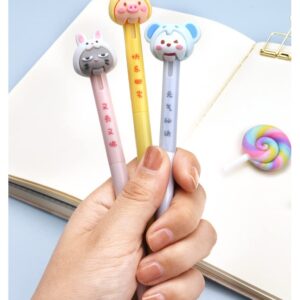 Cute Kawaii Animal Press Shape Gel Ink Pens school office supplies for girls Stationery novelty pens for kids stationary (6Pcs)