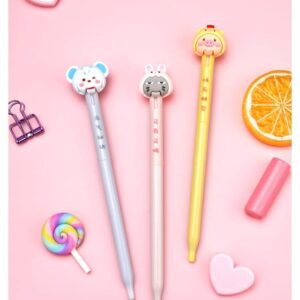 Cute Kawaii Animal Press Shape Gel Ink Pens school office supplies for girls Stationery novelty pens for kids stationary (6Pcs)