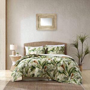 tommy bahama - queen comforter set, cotton sateen bedding with matching shams & bedskirt, home decor for all seasons (palmiers green, queen)