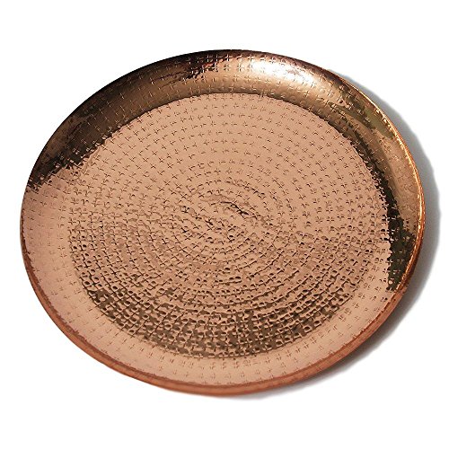 Alchemade 100% Pure Hammered Copper Charger Plate - 13 Inch Round Single Charger Plate Serving Tray Platter For Thanksgiving, Christmas, Holidays, Weddings, Parties, Events Or Home Decor