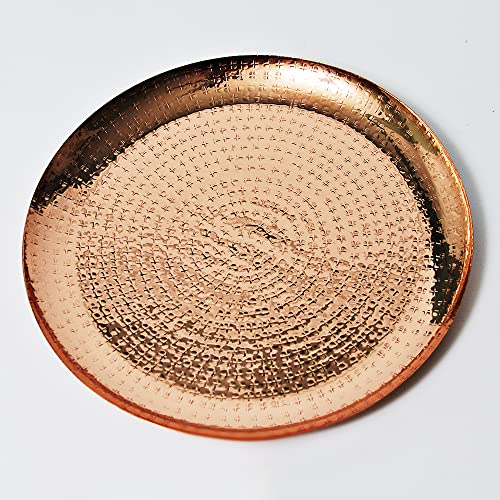 Alchemade 100% Pure Hammered Copper Charger Plate - 13 Inch Round Single Charger Plate Serving Tray Platter For Thanksgiving, Christmas, Holidays, Weddings, Parties, Events Or Home Decor