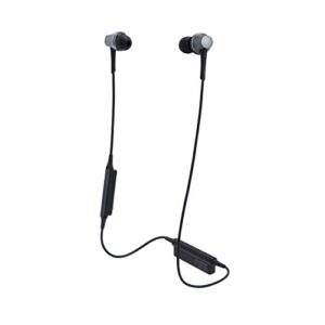 audio-technica ath-ckr75bt sound reality bluetooth wireless in-ear headphones with in-line mic & control, gun metal