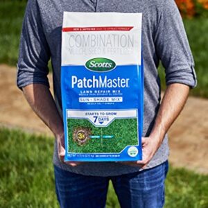 Scotts PatchMaster Lawn Repair Mix Sun + Shade Mix, Combination Grass Seed, Fertilizer, and Mulch, 4.75 lbs.