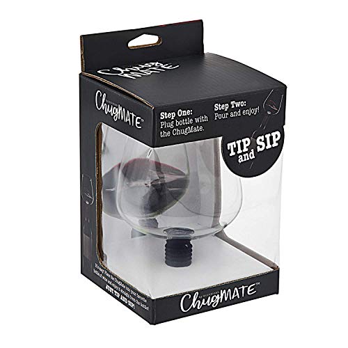 Godinger ChugMate Wine Glass Topper, Goblet to Drink Straight from The Bottle, The Original, 1 Count (Pack of 1), Clear