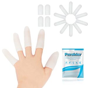 gel finger cots, finger protector support(14 pcs) new material finger sleeves great for trigger finger, hand eczema, finger cracking, finger arthritis and more. (small size) (white, small)