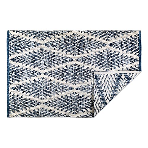 DII Woven Rugs Collection Hand-Loomed, 2x3', Navy Blue Diamond