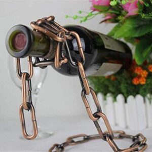 TBWHL Novelty Magic Wine Bottle Holder Floating Steel Link Chain Wine Bottle Rack/Holder - Holds Bottles in The Air (Brown)