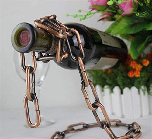 TBWHL Novelty Magic Wine Bottle Holder Floating Steel Link Chain Wine Bottle Rack/Holder - Holds Bottles in The Air (Brown)