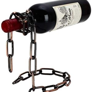 TBWHL Novelty Magic Wine Bottle Holder Floating Steel Link Chain Wine Bottle Rack/Holder - Holds Bottles in The Air (Brown)