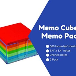 1InTheOffice Memo Cube, Assorted Colors Memo Pad 500 Sheets"2 Pack"