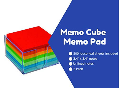 1InTheOffice Memo Cube, Assorted Colors Memo Pad 500 Sheets"2 Pack"