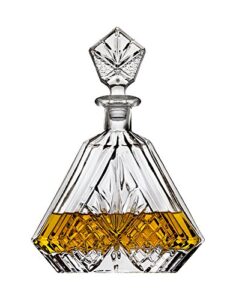 whiskey decanter for liquor scotch bourbon or wine, irish cut triangular - 750ml