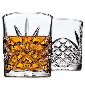 Whiskey Decanter Set with 2 Old Fashioned Whisky Glasses for Liquor Scotch Bourbon or Wine - Irish Cut